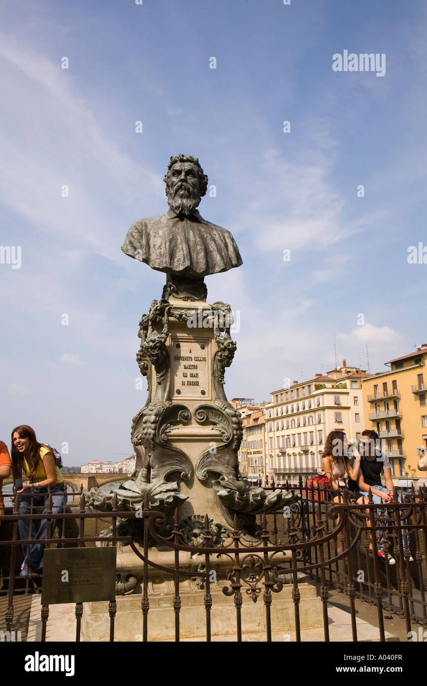Bust of Benvenuto Cellini 1500 1571 on the Ponte Vecchio Firenze Italy ...