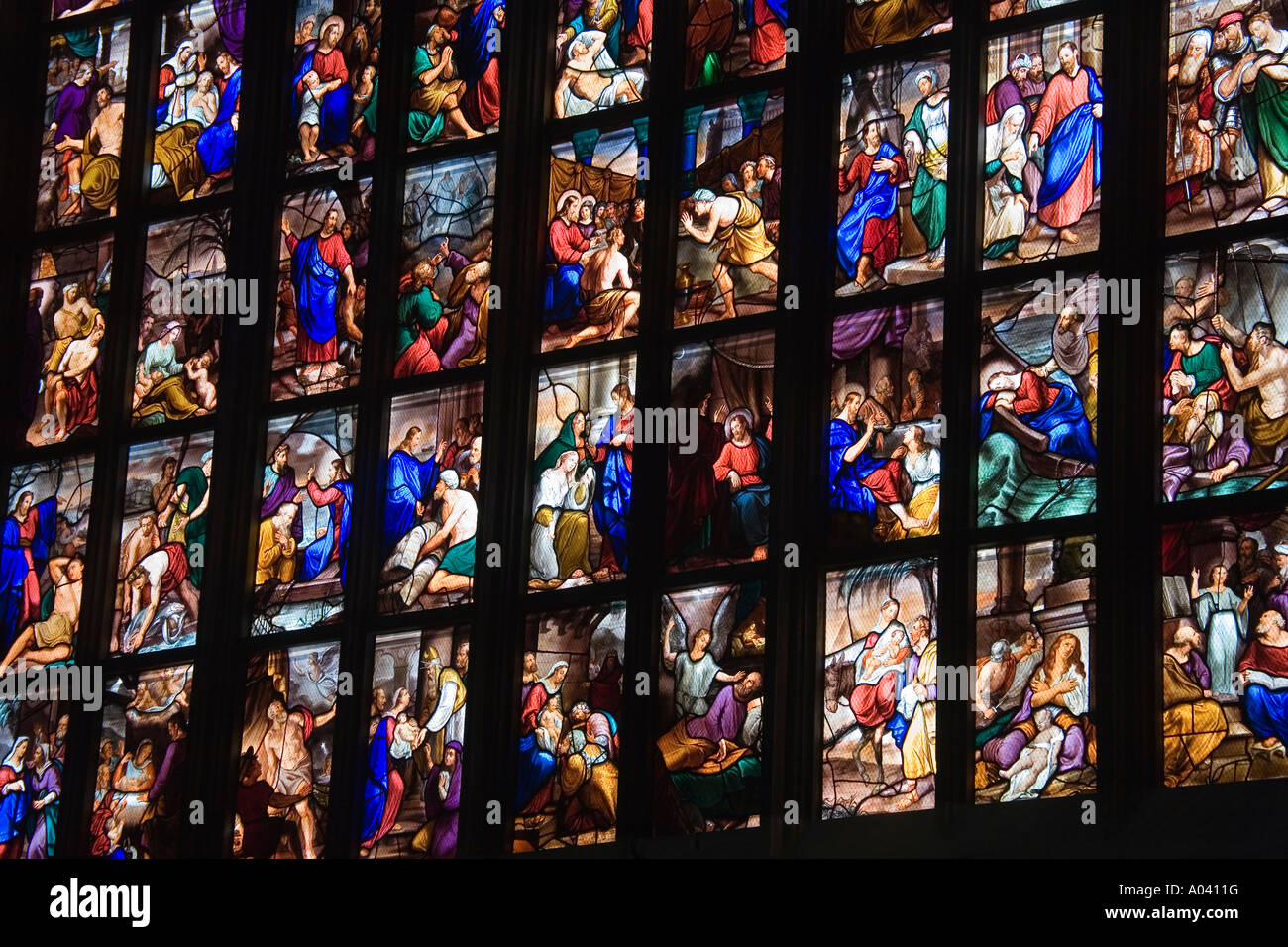 Stained glass window the Duomo Milan Italy Stock Photo - Alamy