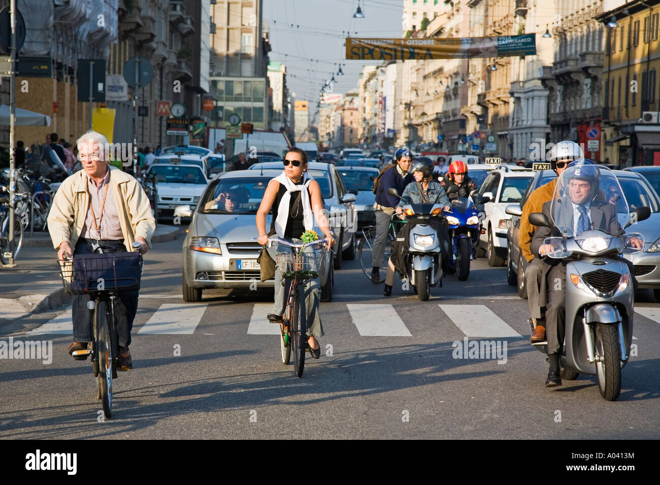 Rush hour traffic congestion Milan Italy Stock Photo - Alamy