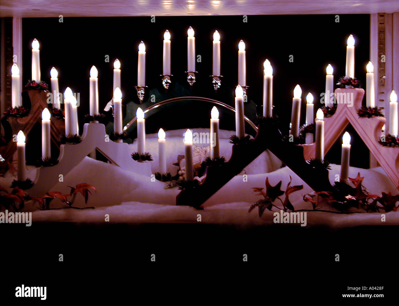 Christmas Candle Display Stock Photo - Alamy