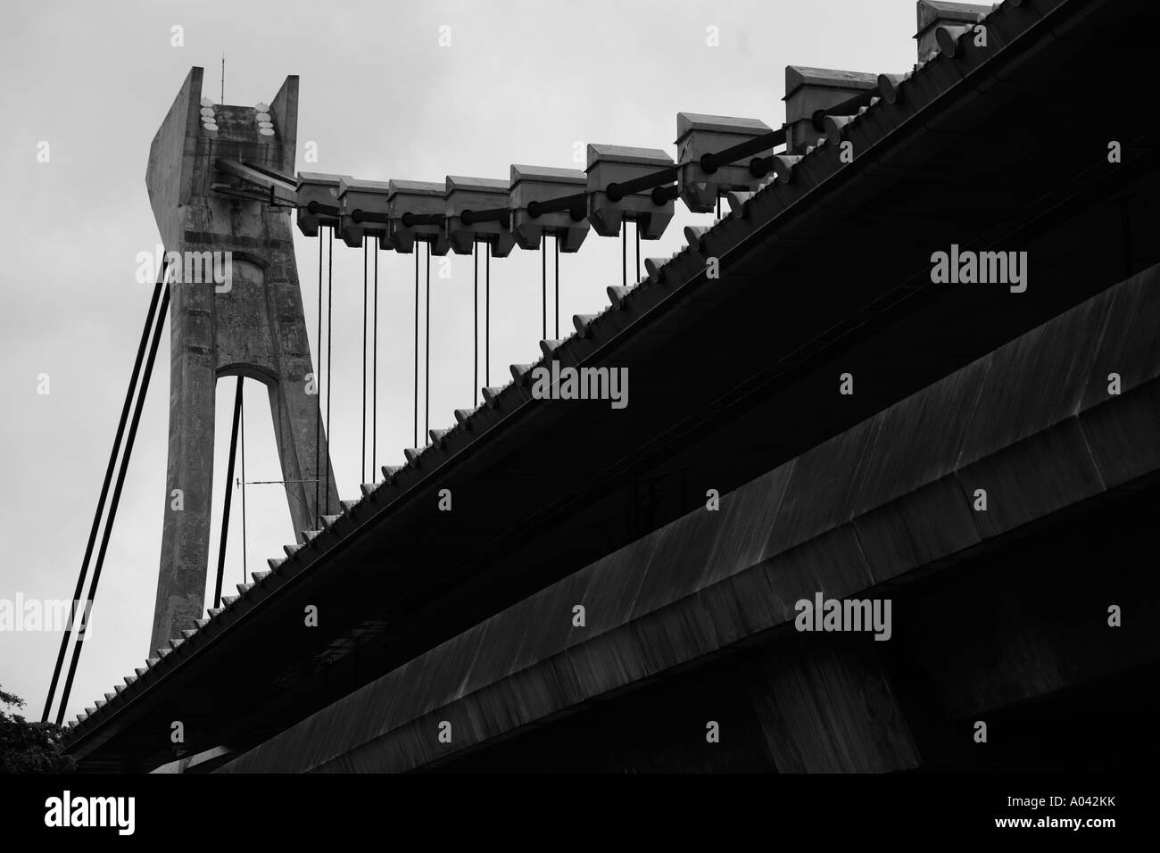 Taiwan Taipei Cable bridge over Jiantan MTR subway station Stock Photo ...