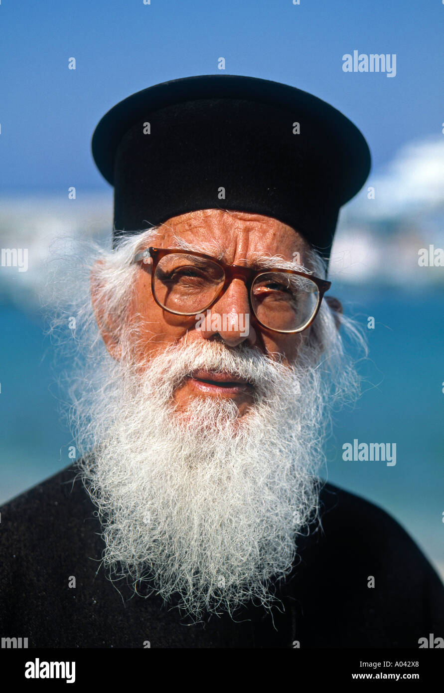 Greek Orthodox Priest, Mykonos, Greece Stock Photo - Alamy