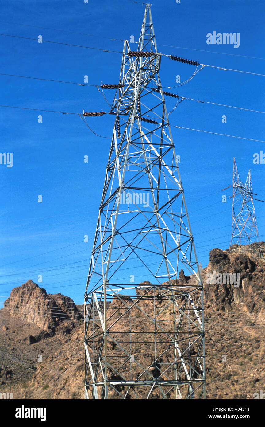Electrical Tower on side of Rocky hill Stock Photo - Alamy