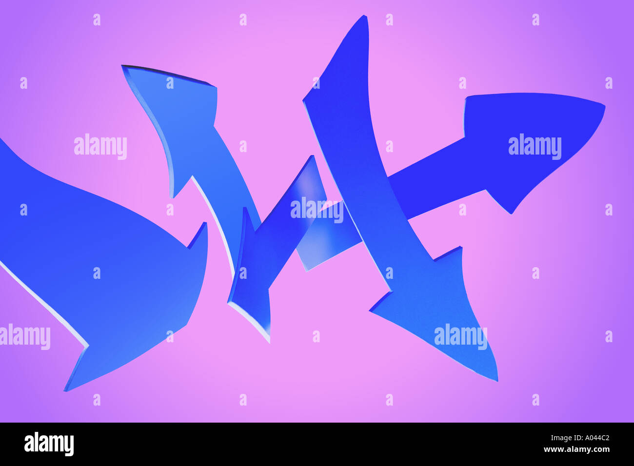 Blue mixed up arrows Stock Photo - Alamy