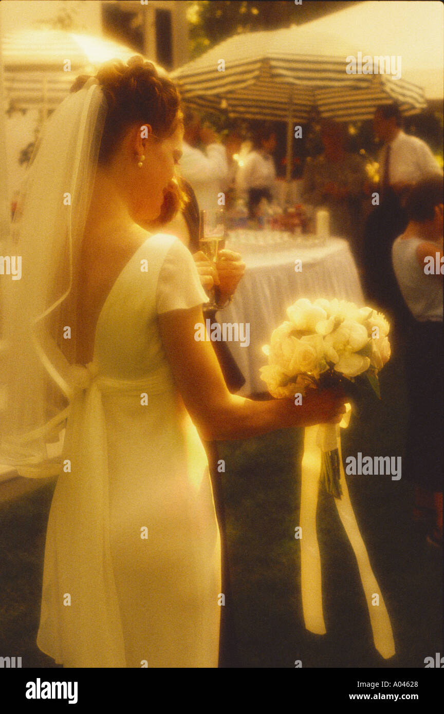 bride at outdoor wedding Stock Photo - Alamy
