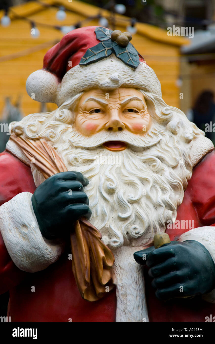 Santa Clause statue Manchester Christmas market UK Stock Photo - Alamy