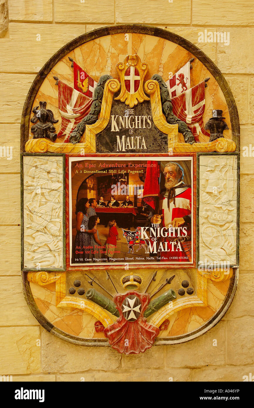 Museum of the cavaliers of Malta, emblem , Mdina , Malta , Europe Stock ...