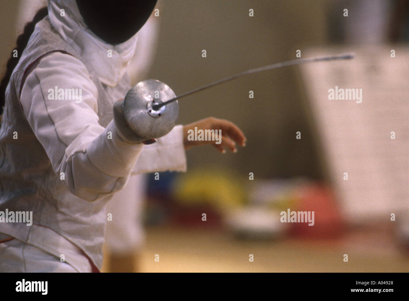 Fencer in competition Stock Photo - Alamy