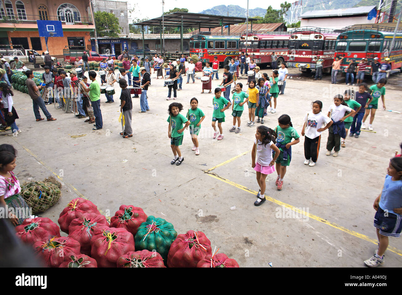 GUATEMALA PANAJACHEL Guatemalan school children practice for ...