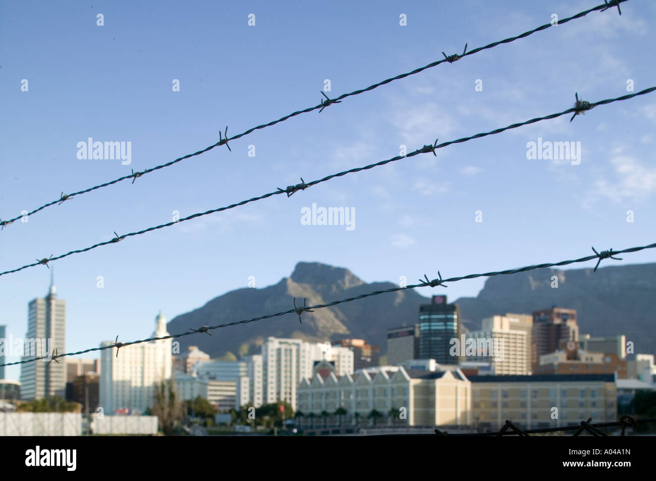 South Africa Cape Town Afternoon sun lights city skyline and Table ...