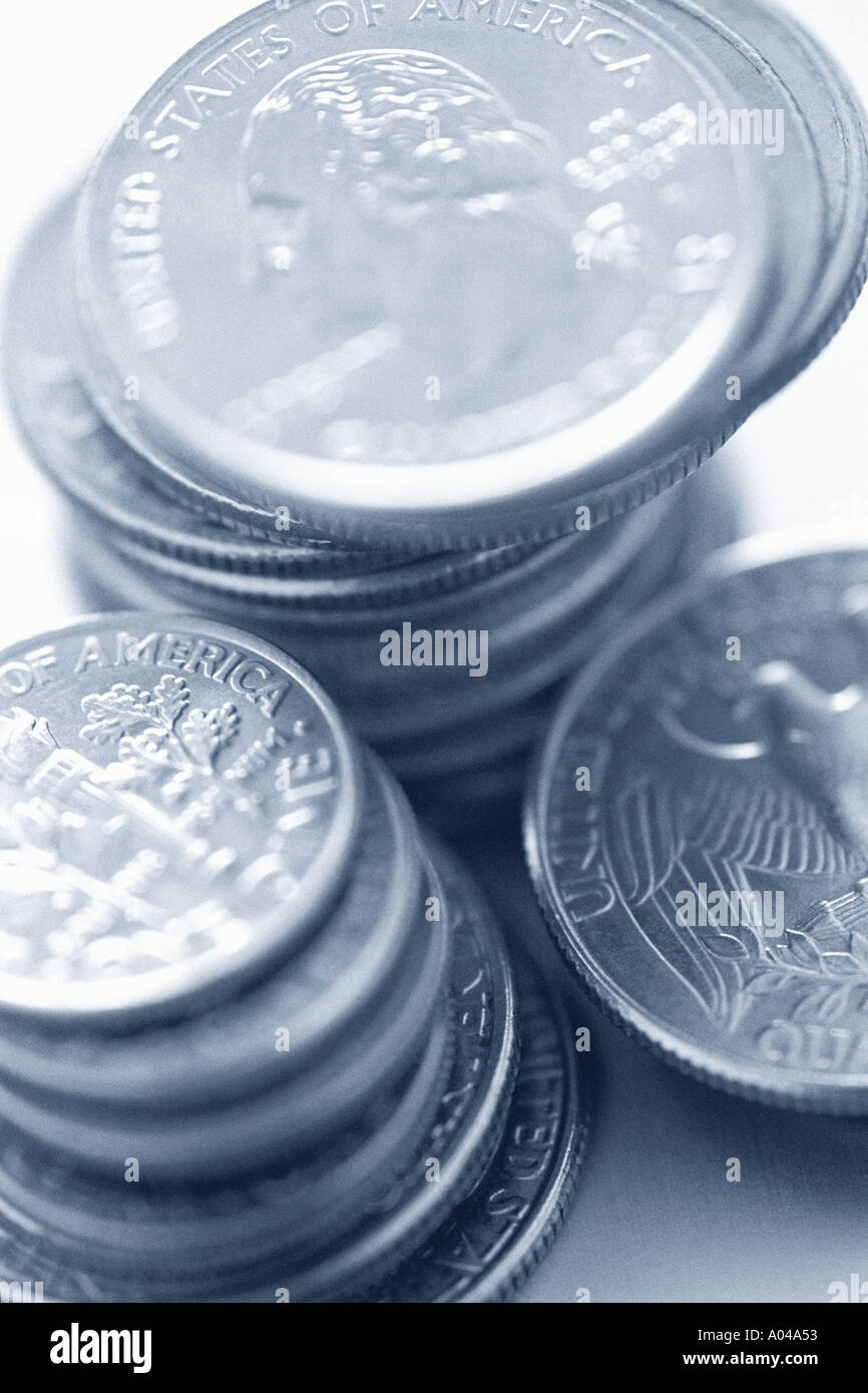 Piles american coins hi-res stock photography and images - Alamy