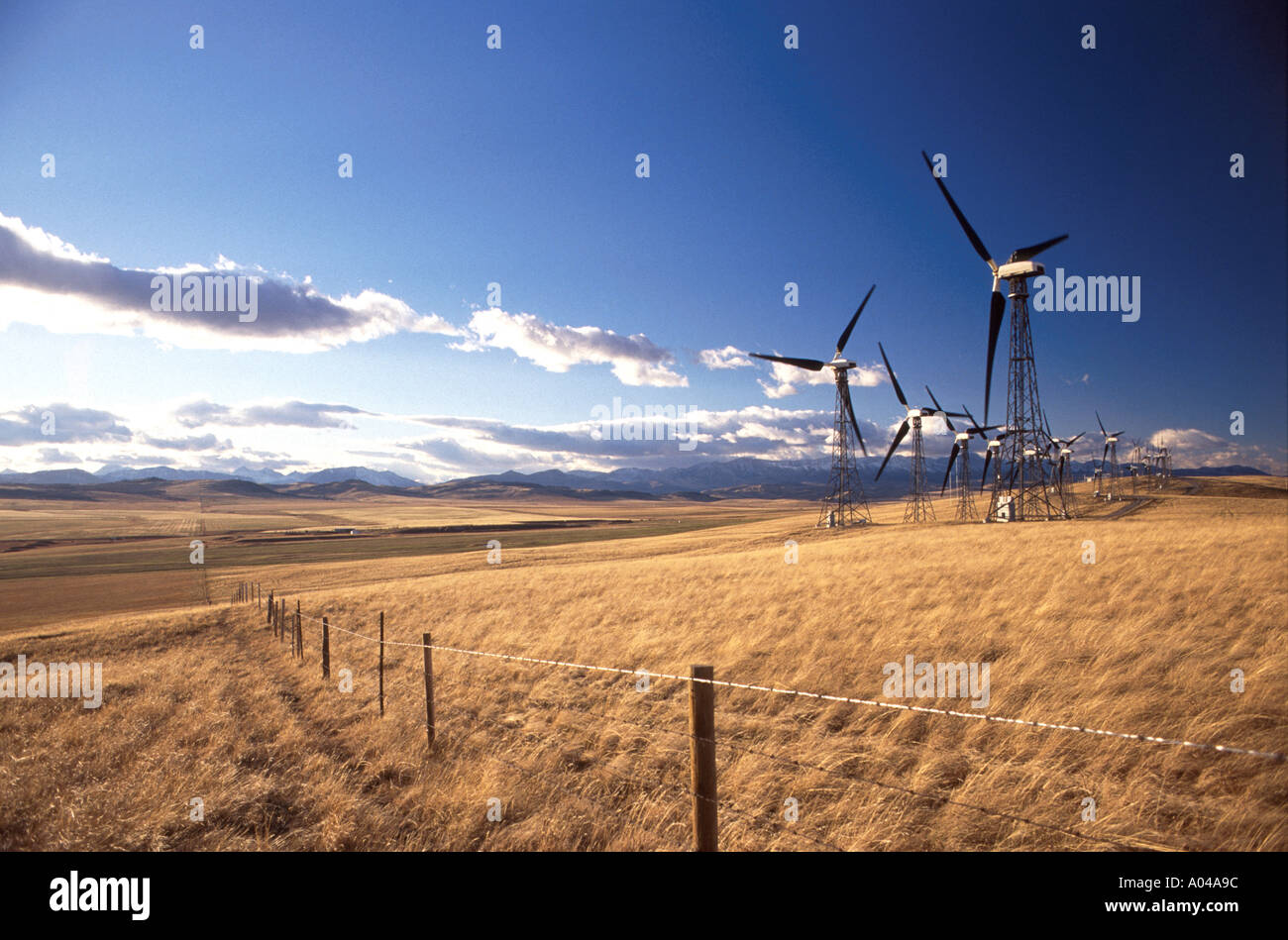 windmills on prairies Stock Photo - Alamy