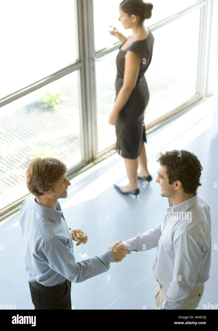 Executives shaking hands during cocktail party Stock Photo - Alamy