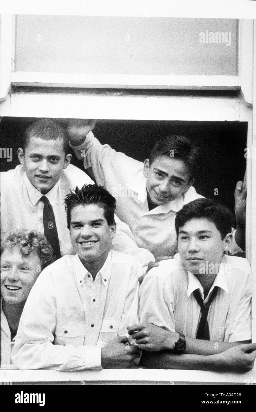 Schoolboys in group Stock Photo - Alamy