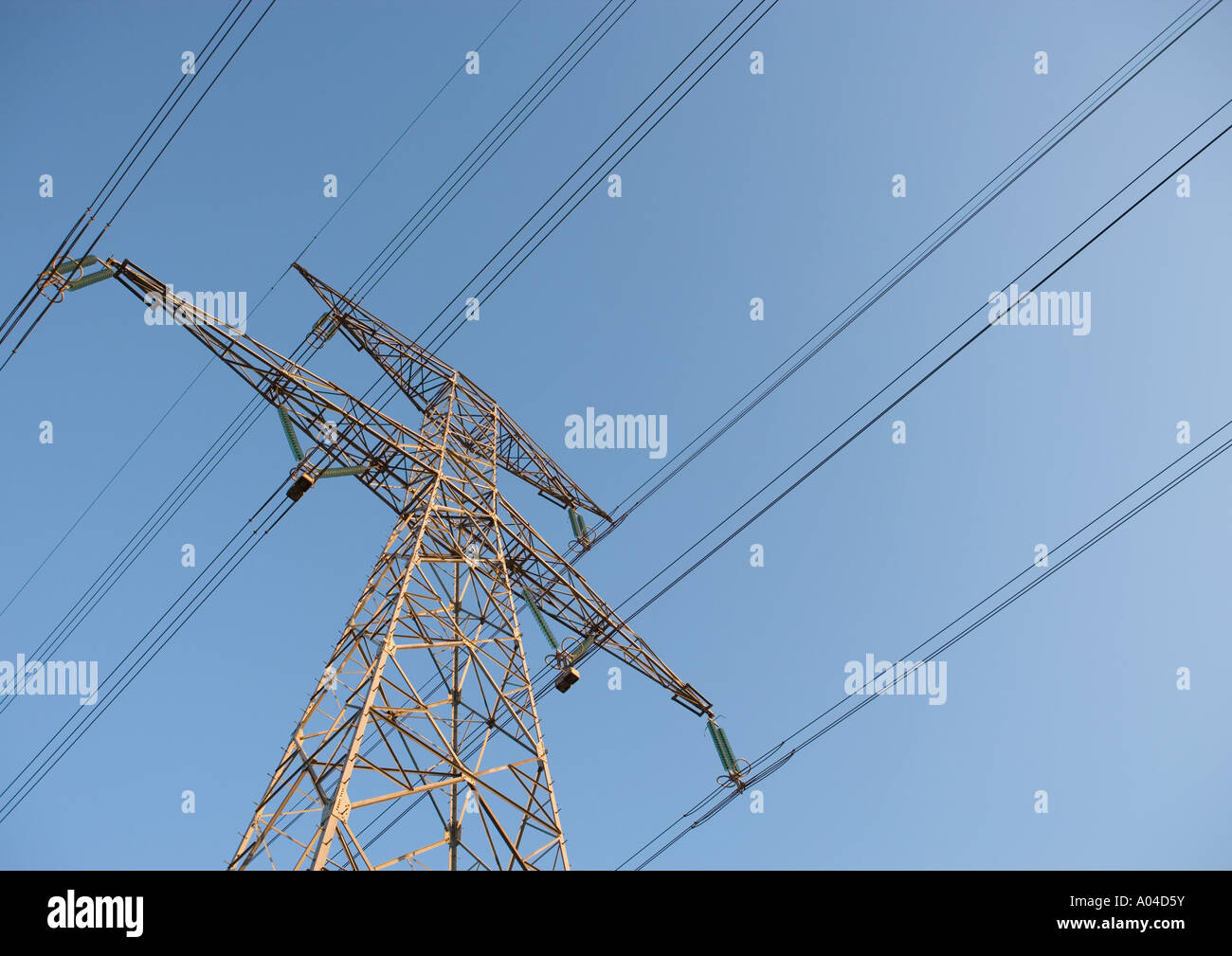 Electric pylon, low angle view Stock Photo - Alamy