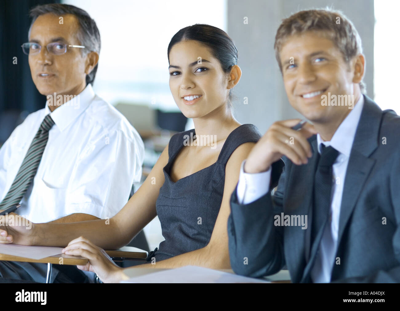Business woman in tie works hi-res stock photography and images - Alamy