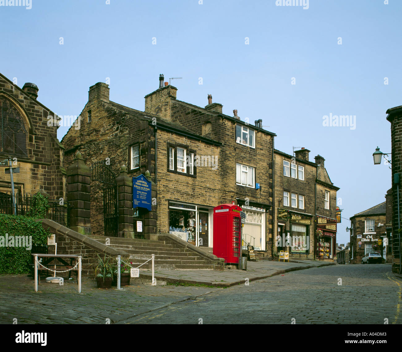 The Main Street looking north, Haworth, West Yorkshire, England, UK ...