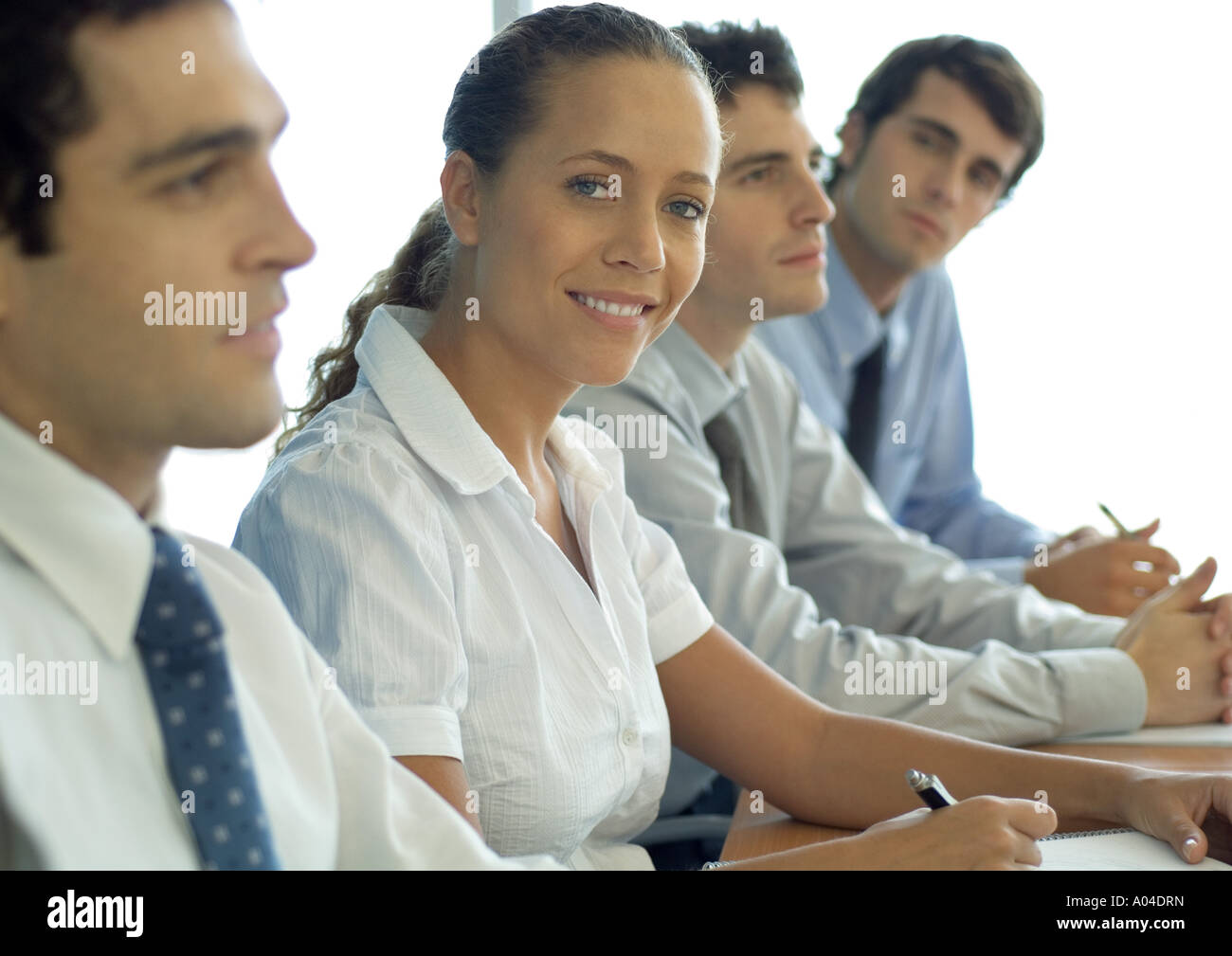 Side by side conference table manager confidence teamwork office ...