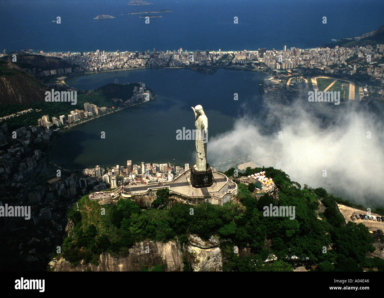 Corcovado Christ Statue - Aerial of Copacabana / Rio de Janeiro Brazil ...