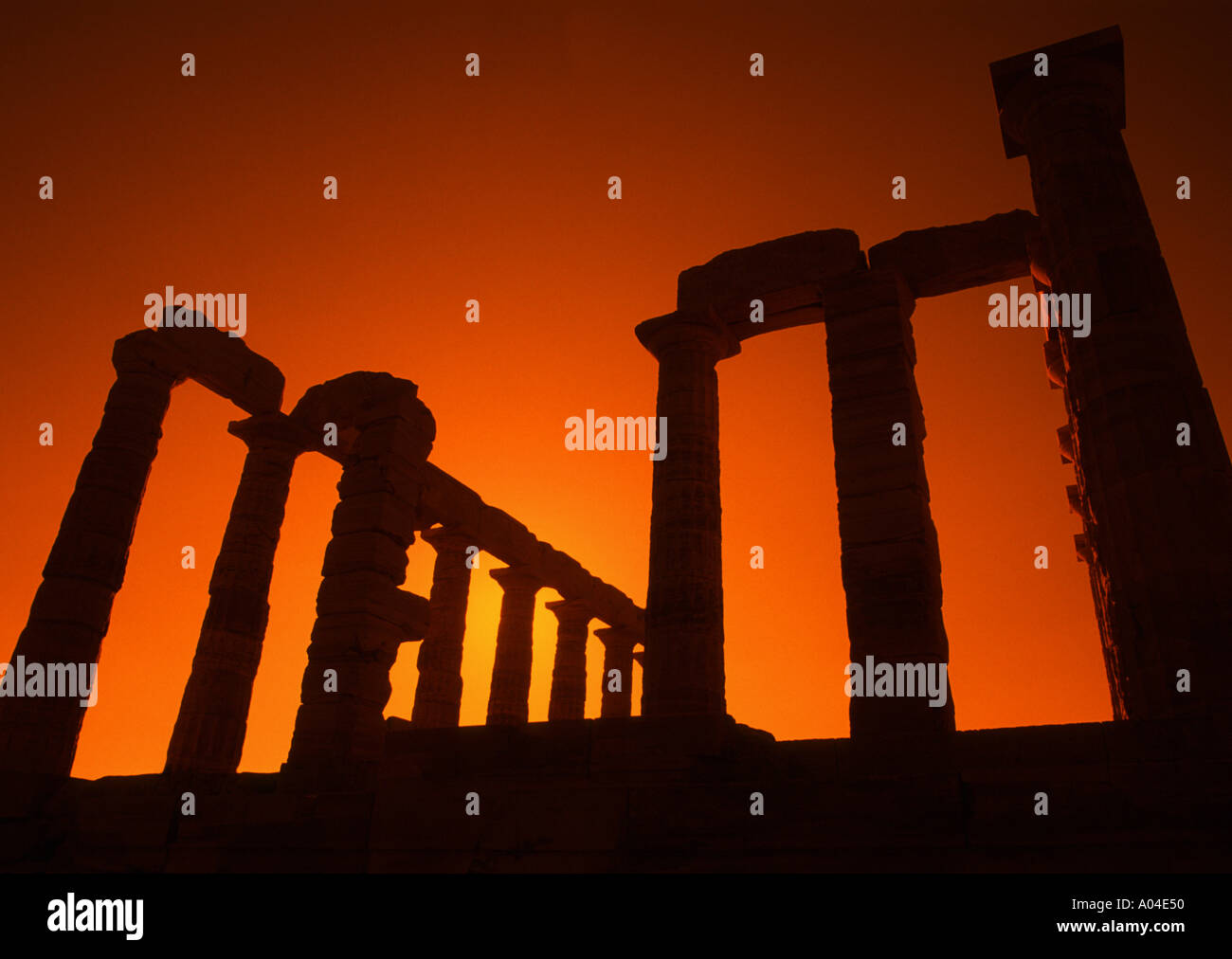 Ancient Greek Ruins at Sunset Cape Sounion Poseidon Greece Stock Photo ...