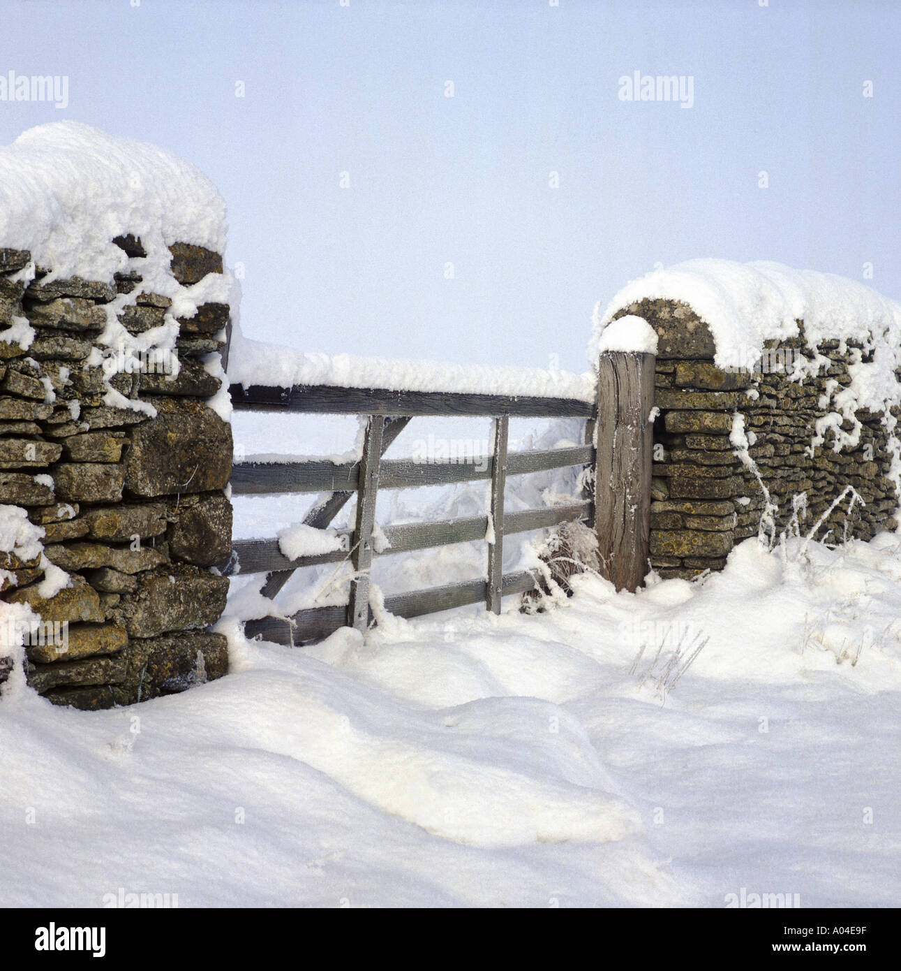 Farm Gateway in Winter Stock Photo - Alamy
