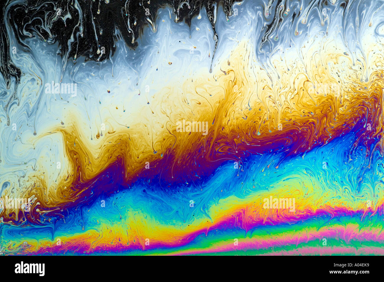 Colourful soap bubble film showing psychedelic colours of light ...