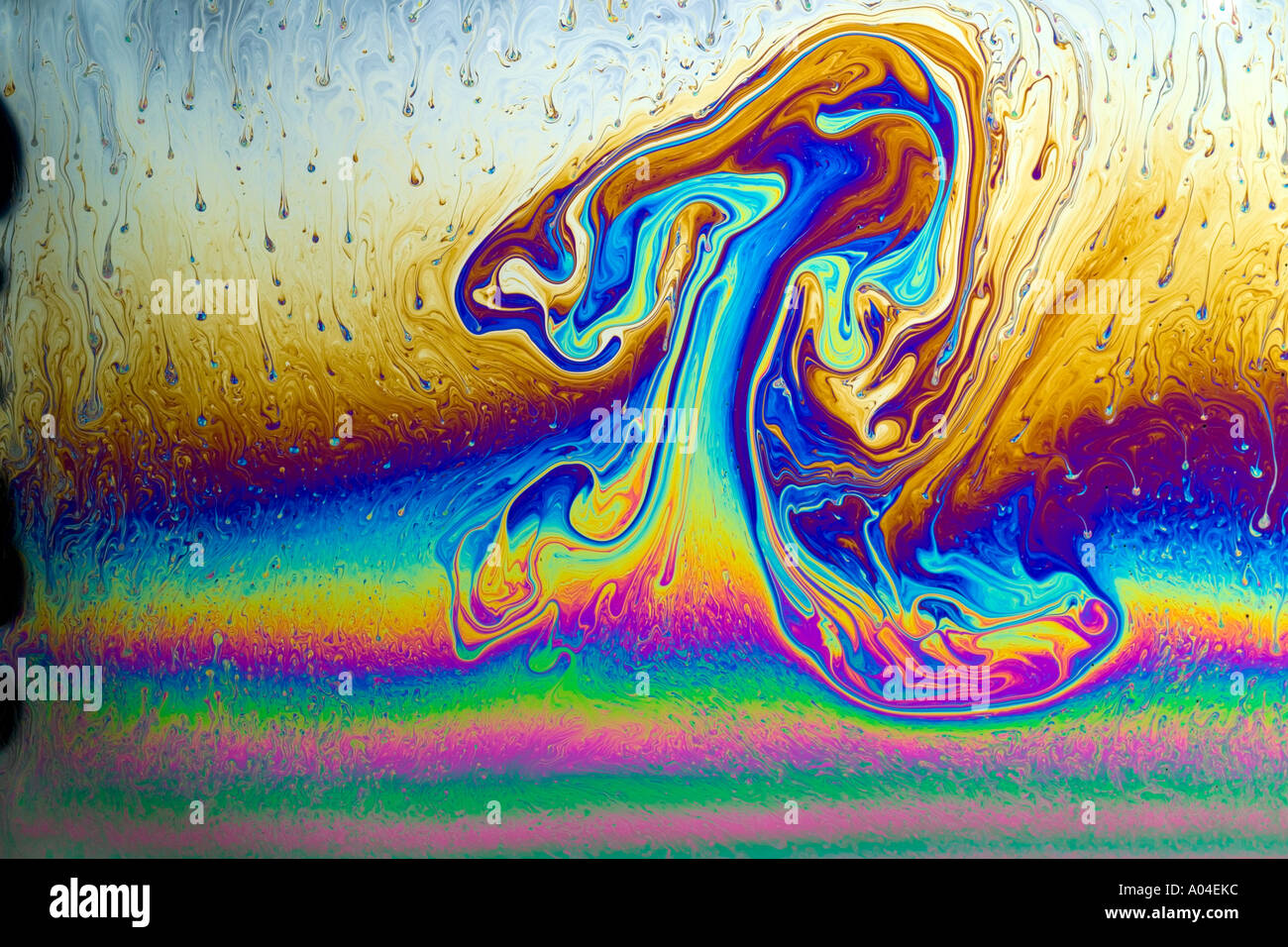 Colourful soap bubble film showing psychedelic colours of light ...
