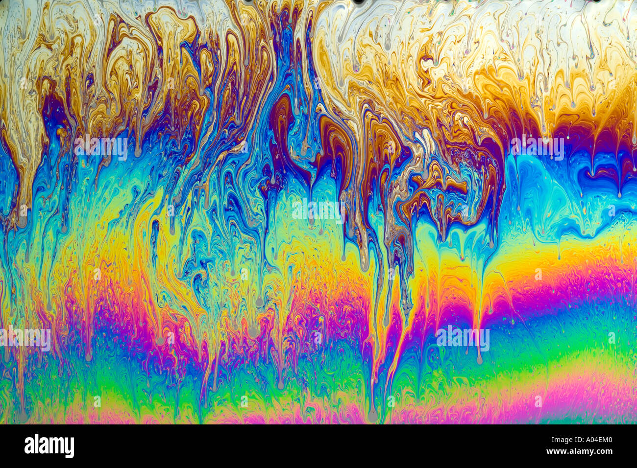 Colourful soap bubble film showing psychedelic colours of light ...