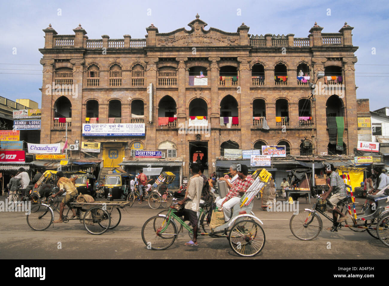 India Orissa Puri Grand Road street scene cycle rickshaws Stock Photo ...