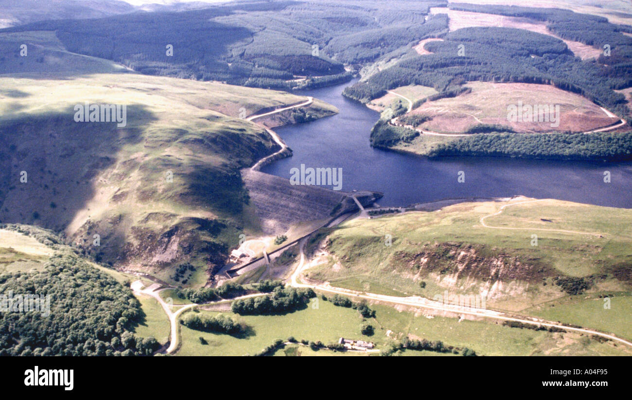 Aerial view of Llyn Brianne Reservoir in the Upper Towy Valley Stock ...