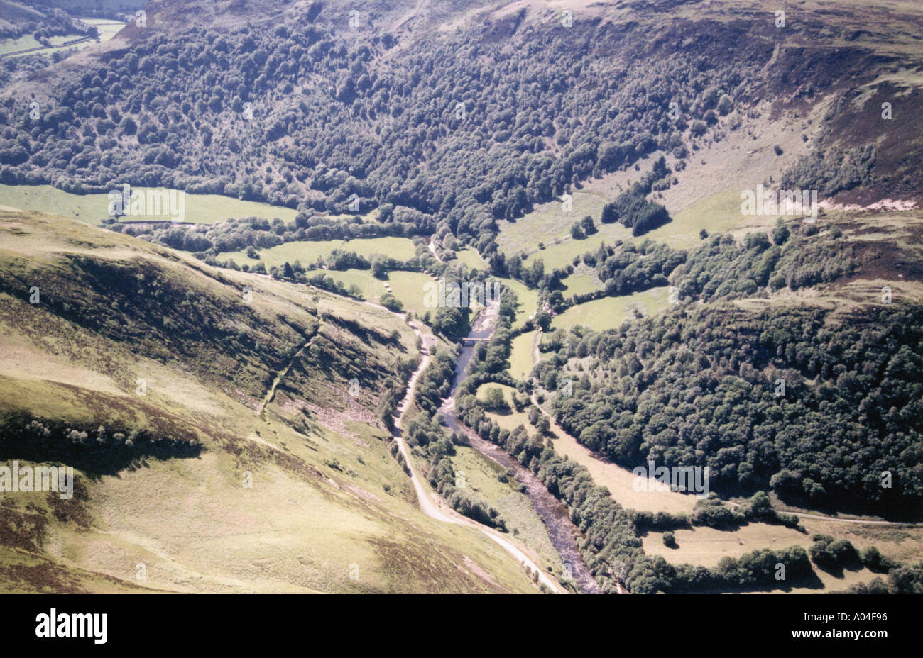 Aerial view of the Upper Towy Valley Stock Photo - Alamy