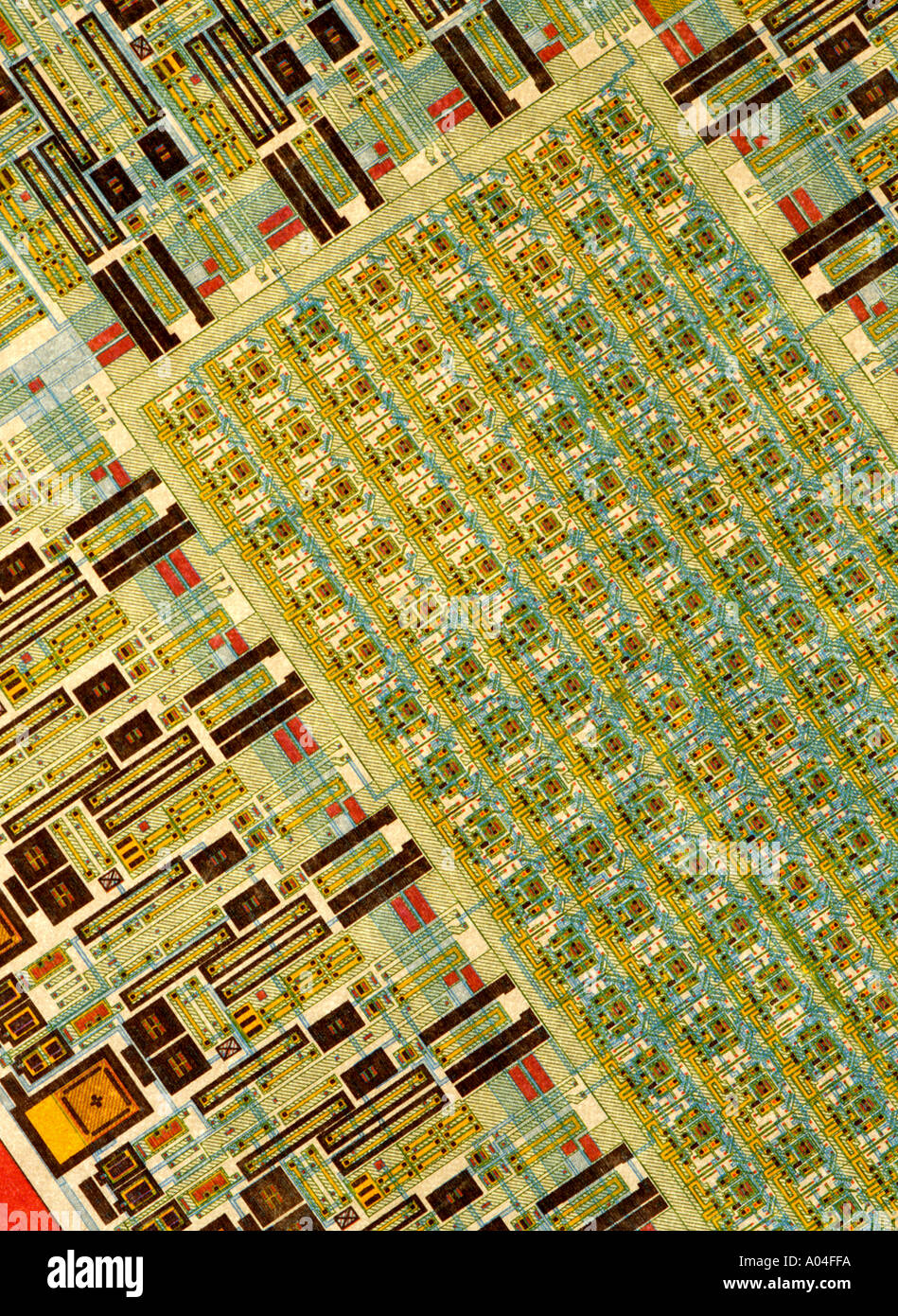 Silicon chip design computer printout of design for microchip Stock ...