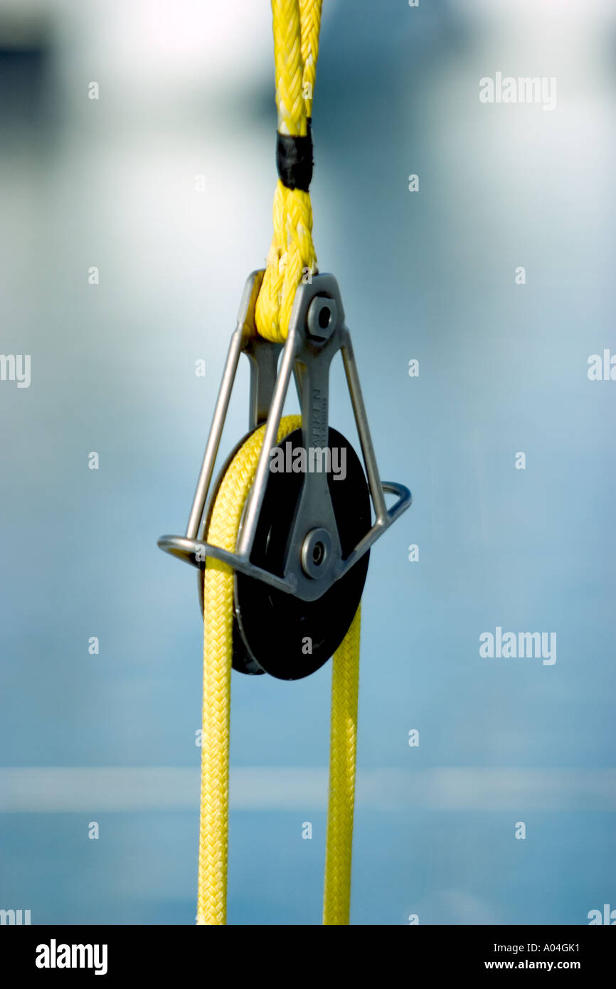 Pulling rope of cable pulley hi-res stock photography and images - Alamy