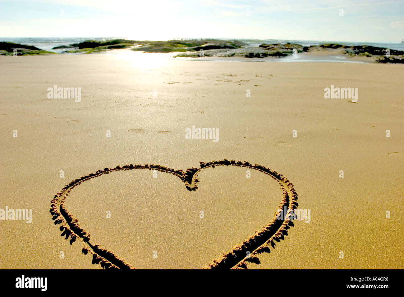 love heart in the sand Stock Photo - Alamy