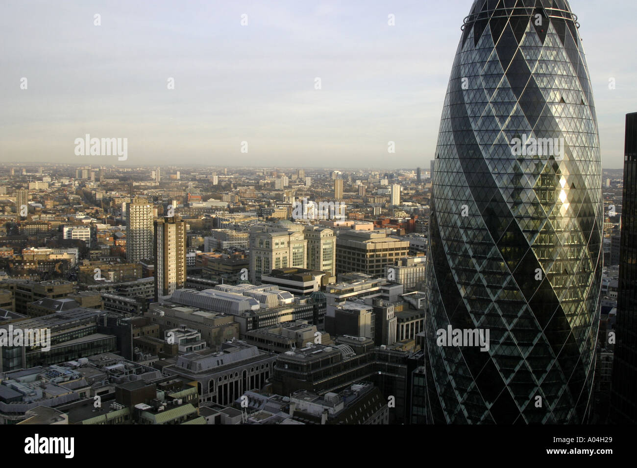 city of london aerial view david willis 2005 the gherkin building Stock ...
