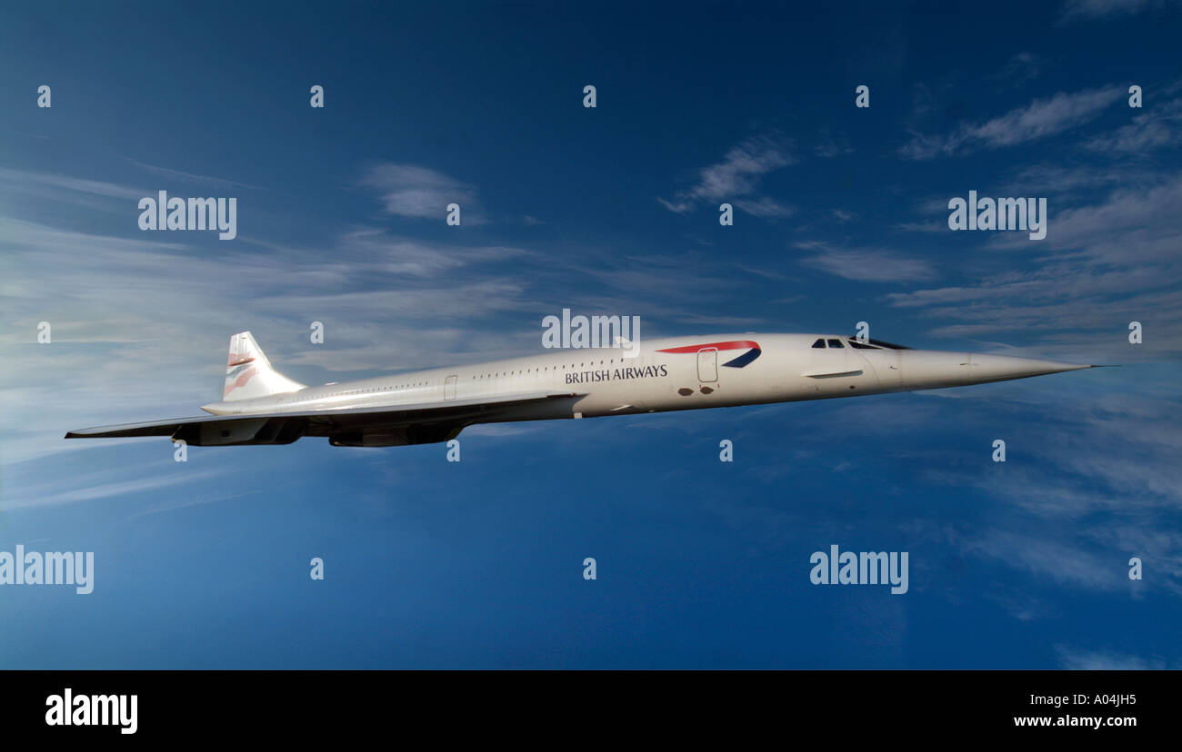 Concorde anglo french supersonic aircraft blue sky Stock Photo - Alamy