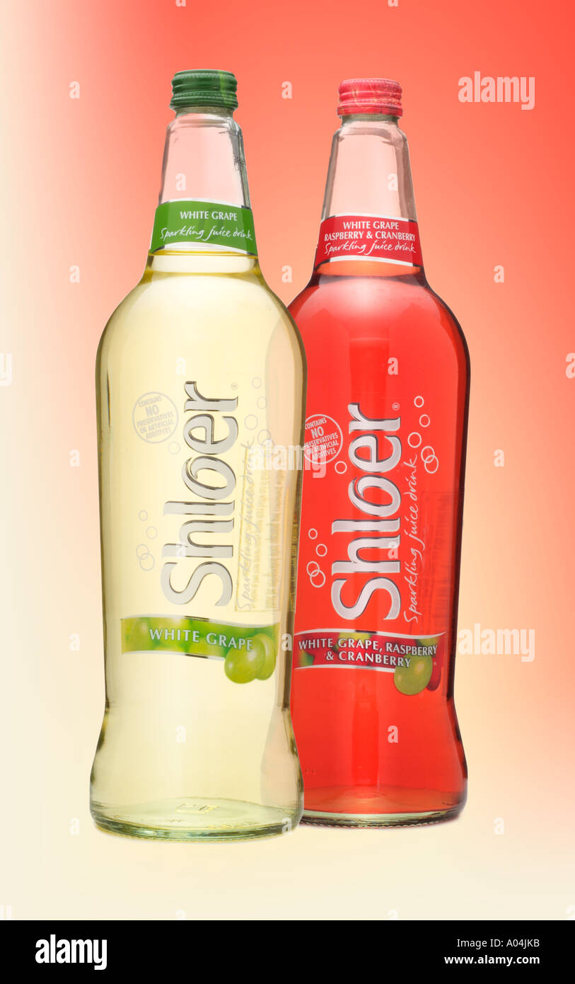 bottle red white grape fruit juice shloer sparkling drink Stock Photo ...