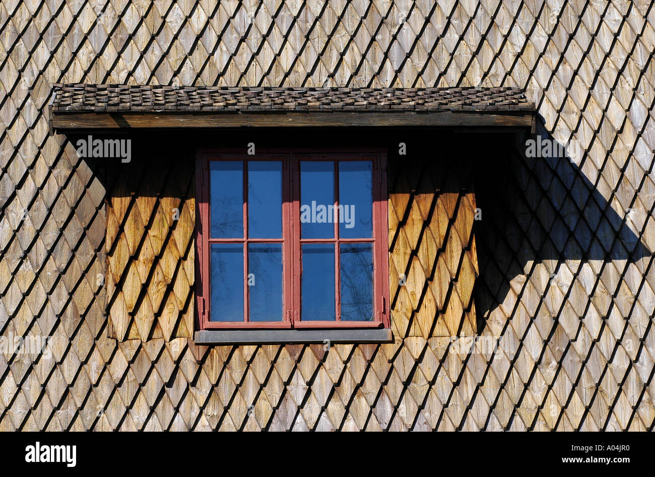 Window built in wooden roof Stock Photo - Alamy