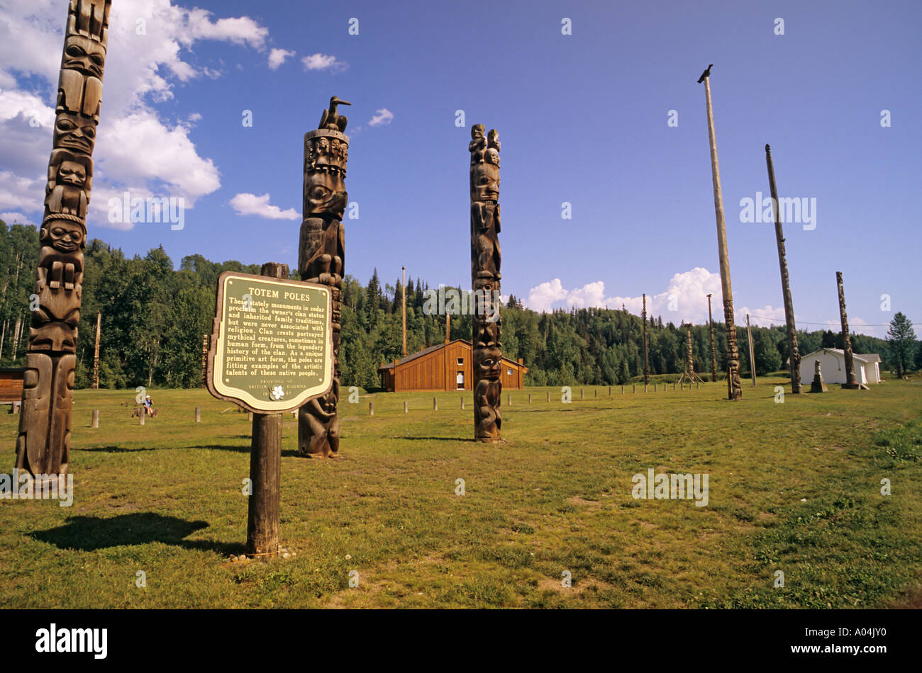 Totem poles at Gitanyow Kitwancool British Columbia Stock Photo - Alamy