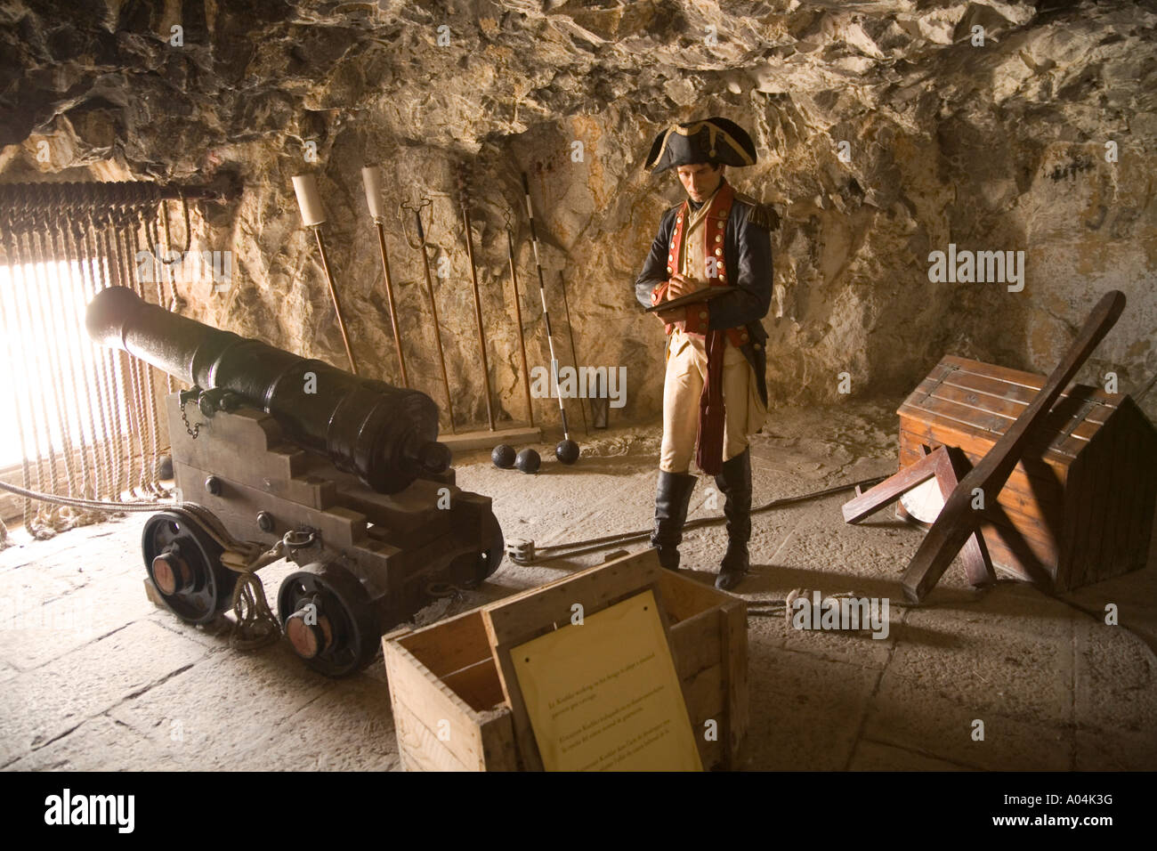 Gibraltar The Great Siege Tunnel Waxwork display of officer taking ...