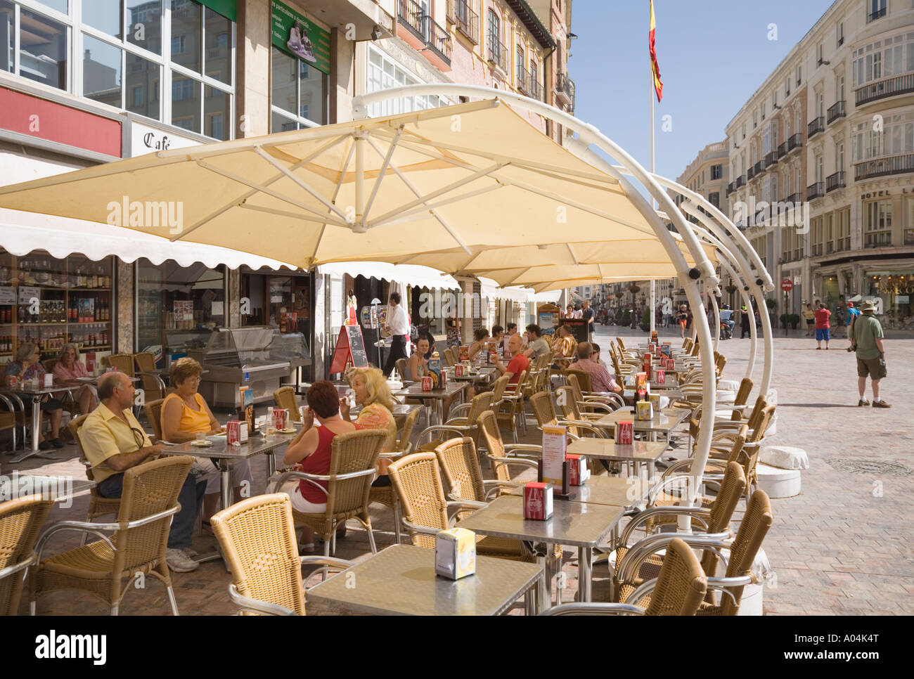 Malaga Costa del Sol Spain Cafe life in Plaza de la Constitucion Stock ...