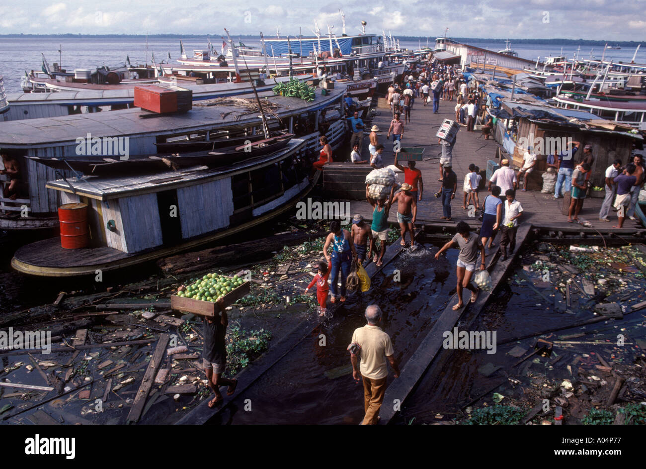Manaus Quayside the river Amazon Brazil South America 1980s 1985 HOMER ...