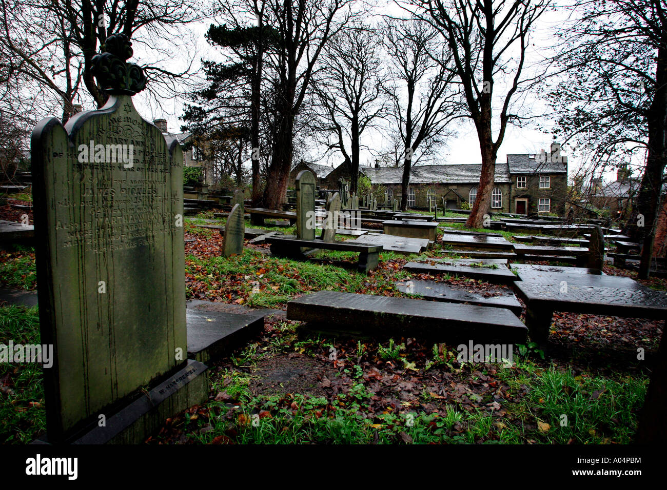 The graveyard at Haworth, West Yorkshire, home of the Bronte sisters ...