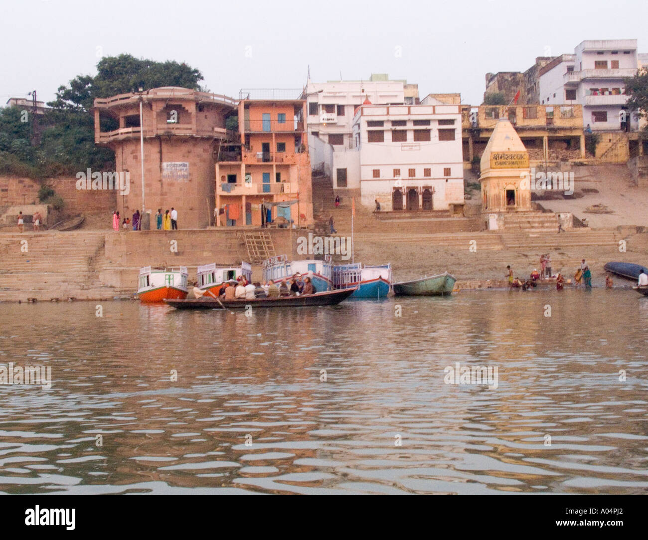 VARANASI UTTAR PRADESH INDIA November Viewing the historic Ghats ...