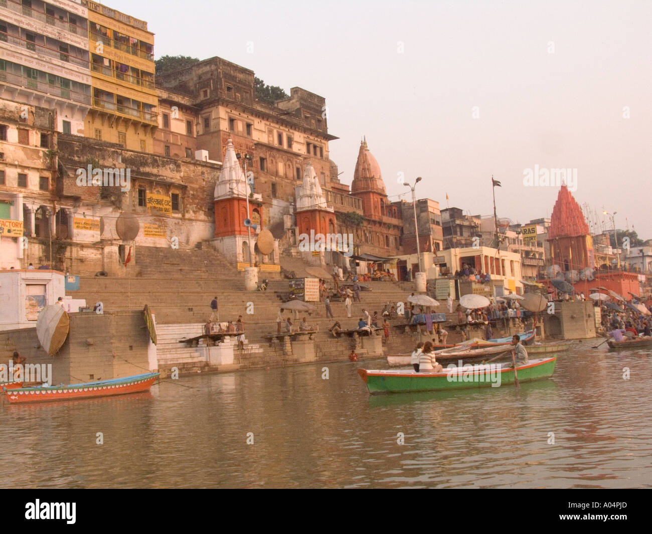 VARANASI UTTAR PRADESH INDIA November View of the historic Ghats ...
