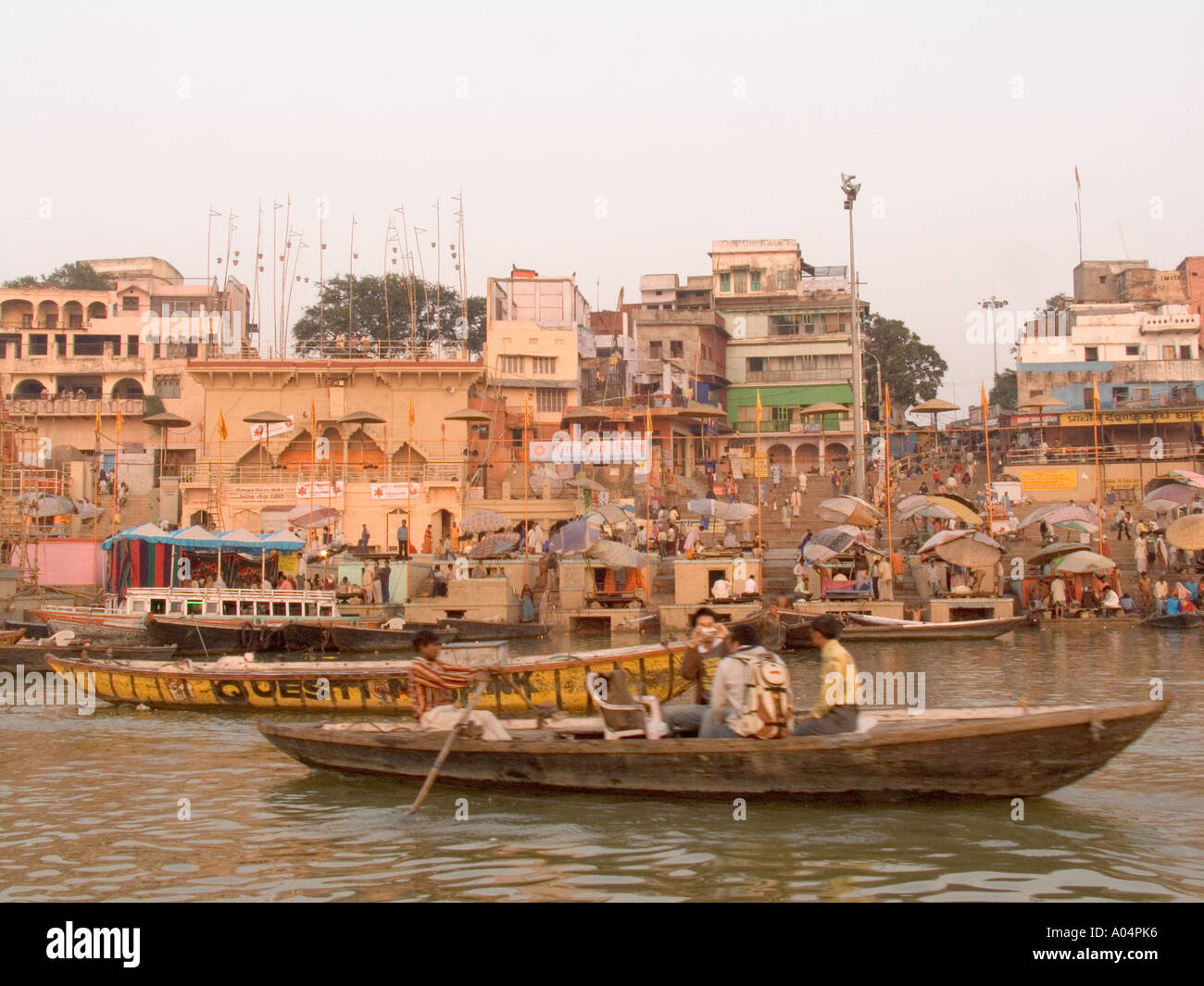 VARANASI UTTAR PRADESH INDIA November View along the historic Ghats on ...