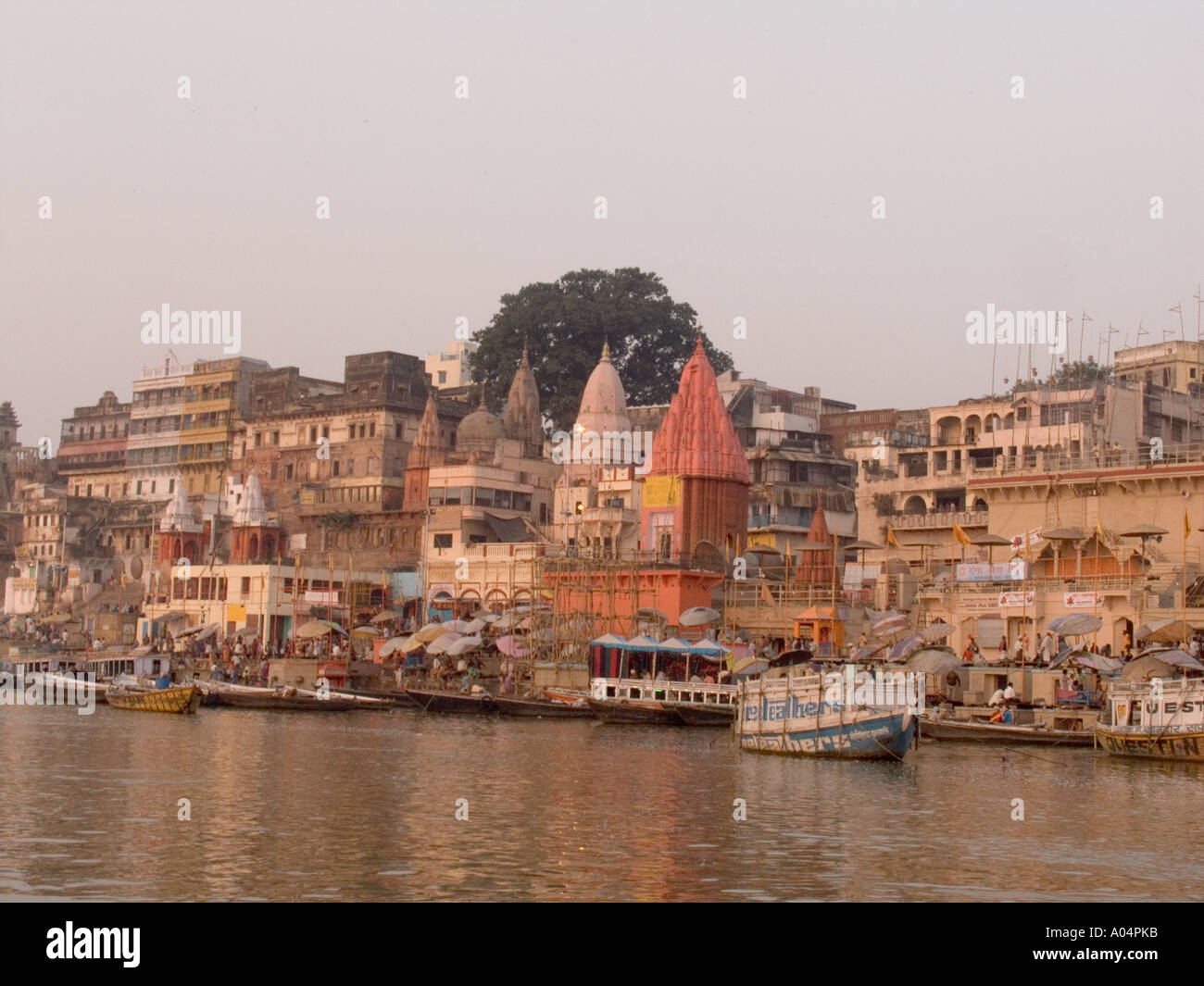 VARANASI UTTAR PRADESH INDIA November View along the historic Ghats on ...