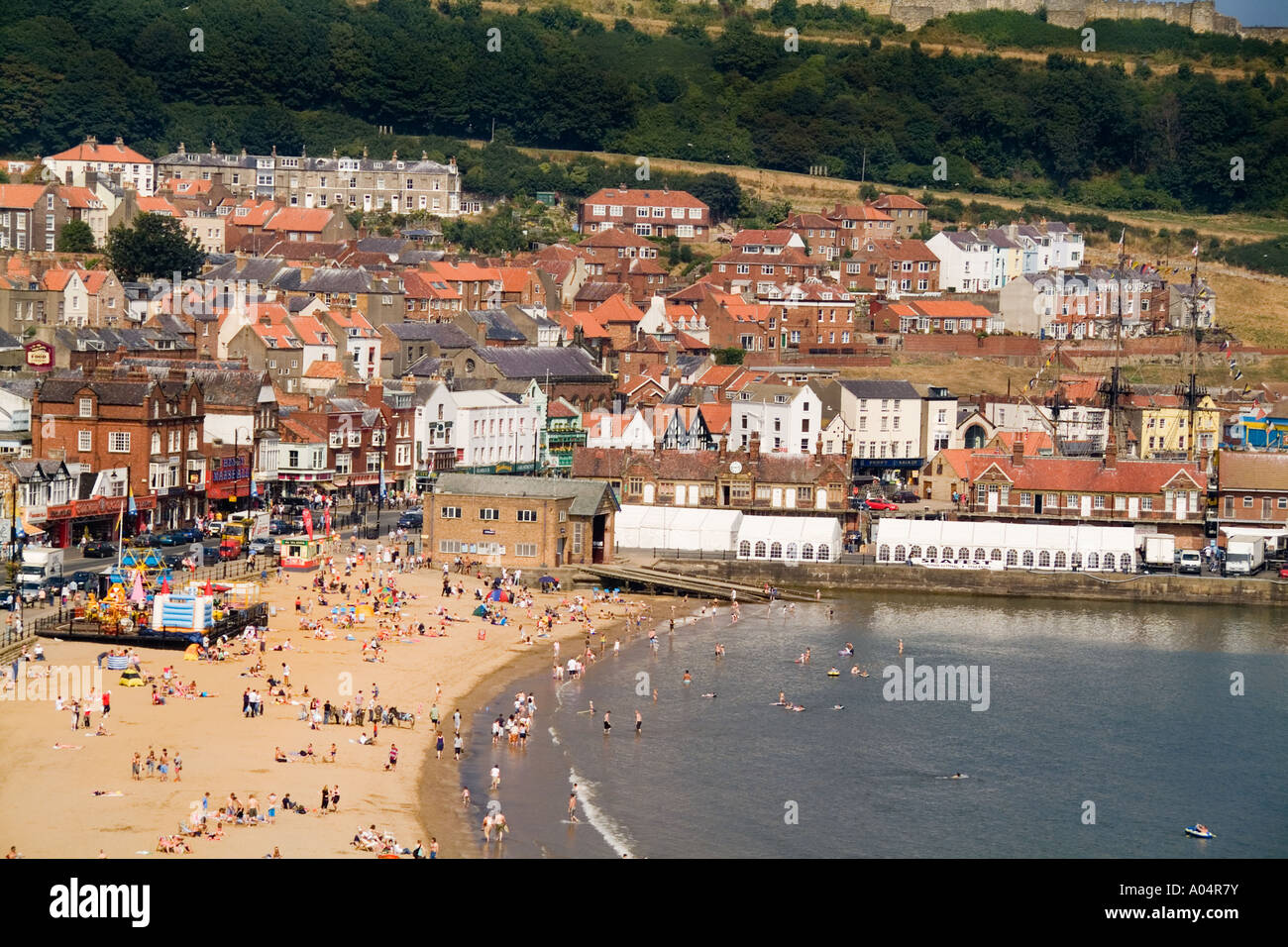 Aerial photos of beautiful beach from above of tourist town of ...