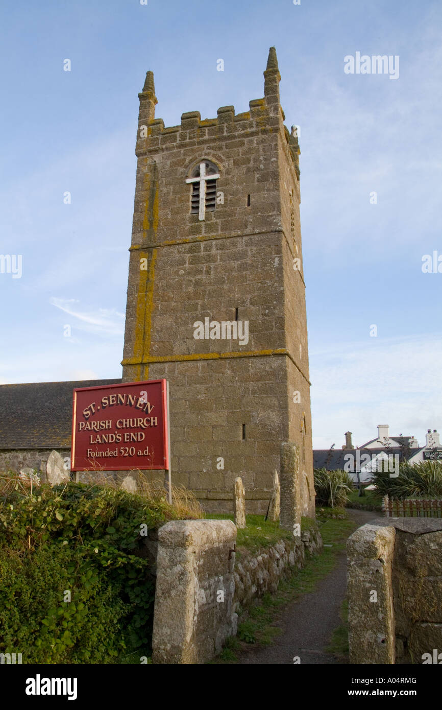 St Sennen Church founded 520 AD near Lands End on Southernmost tip of ...