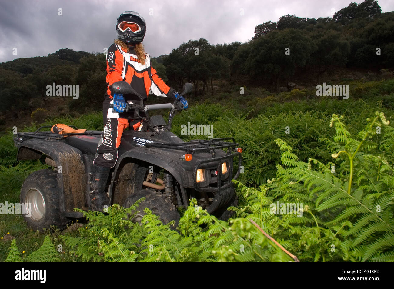 Female Quad Rider in the Countryside Stock Photo - Alamy